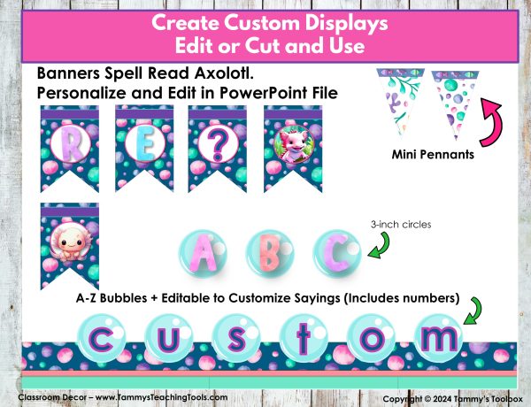 Axolotl Reading Bulletin Board Ideas Kit and Classroom Decor Bundle ...