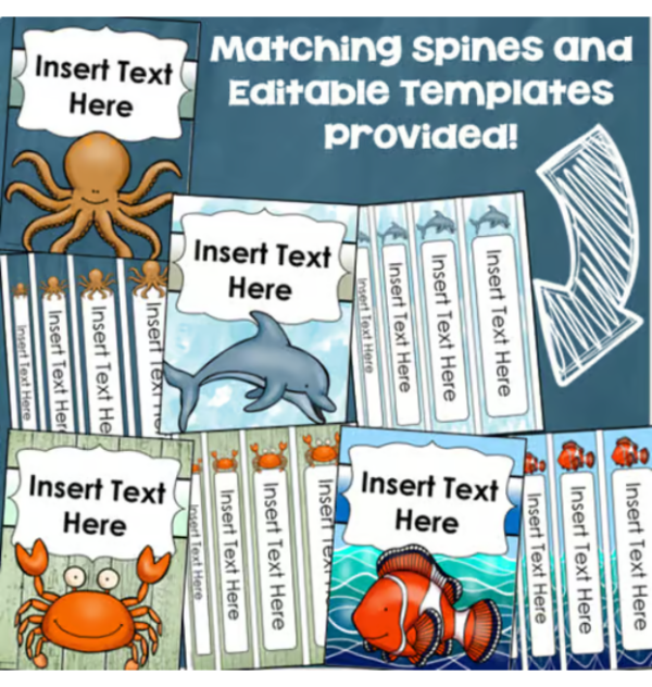 Binder Covers and Spines Teacher Planner Editable Ocean Under the Sea ...