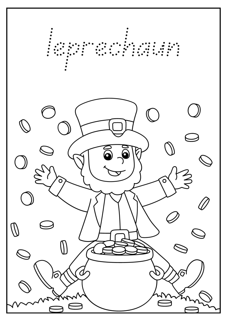 St. Patrick's Day March Coloring Pages - Happy Leprechaun St Patrick's ...