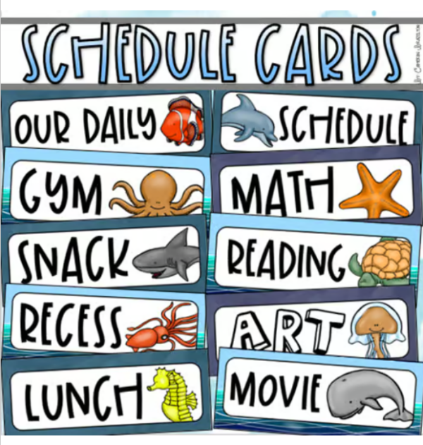 Daily Classroom Schedule Agenda Cards Ocean Under the Sea Theme ...