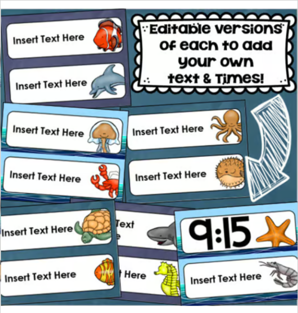 Daily Classroom Schedule Agenda Cards Ocean Under the Sea Theme ...
