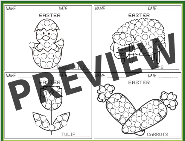 Easter Do-A-Dot Fun Worksheets, Preschool - Fine Motor Skills - Pre-k ...