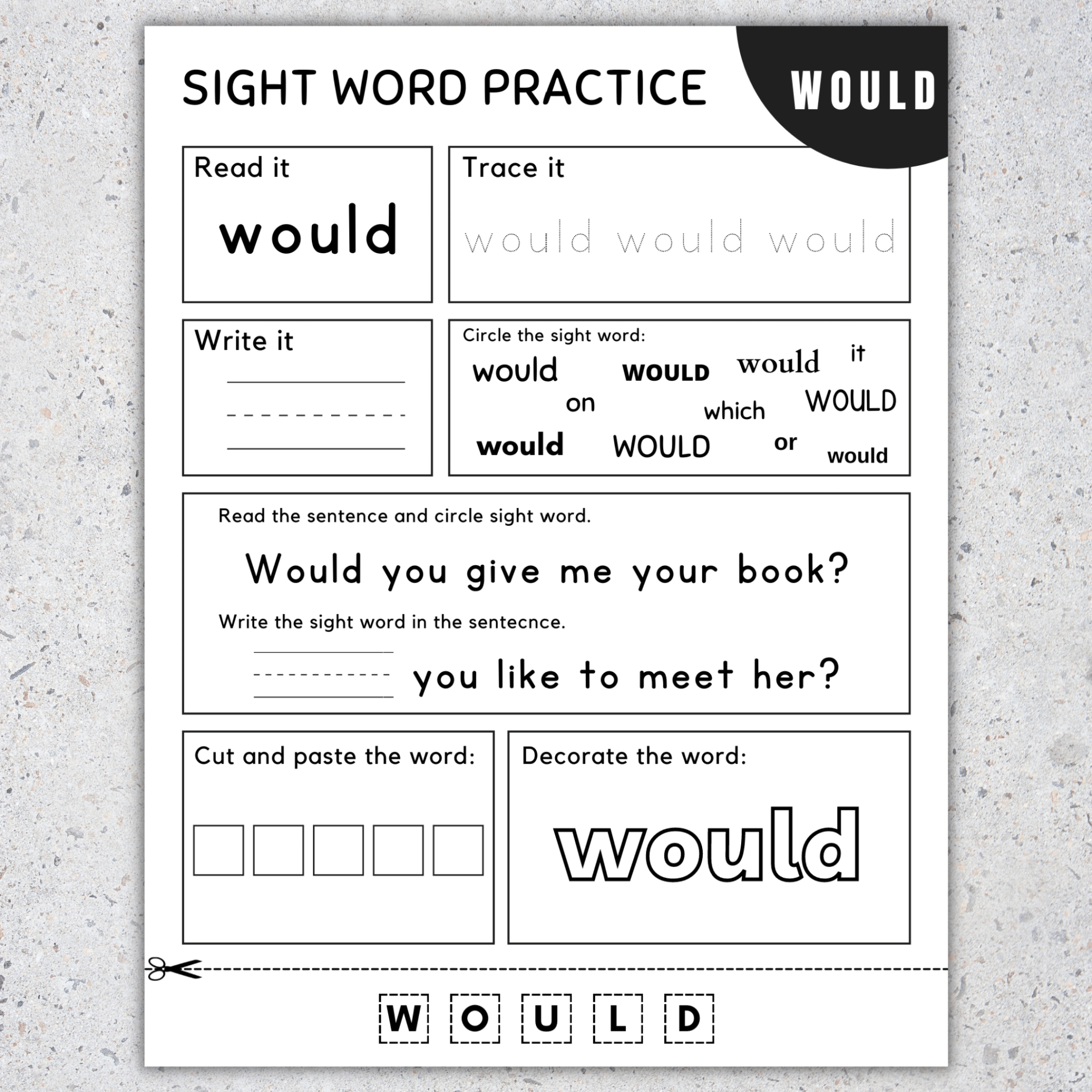 Fry Sight Words Practice Worksheets and Activities, 1st 100, SET 1 ...
