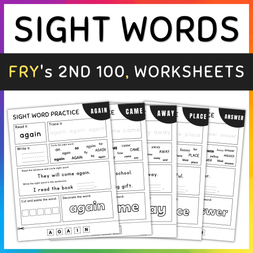 Fry Sight Words Practice Worksheets and Activities, 2nd 100, SET 1 ...