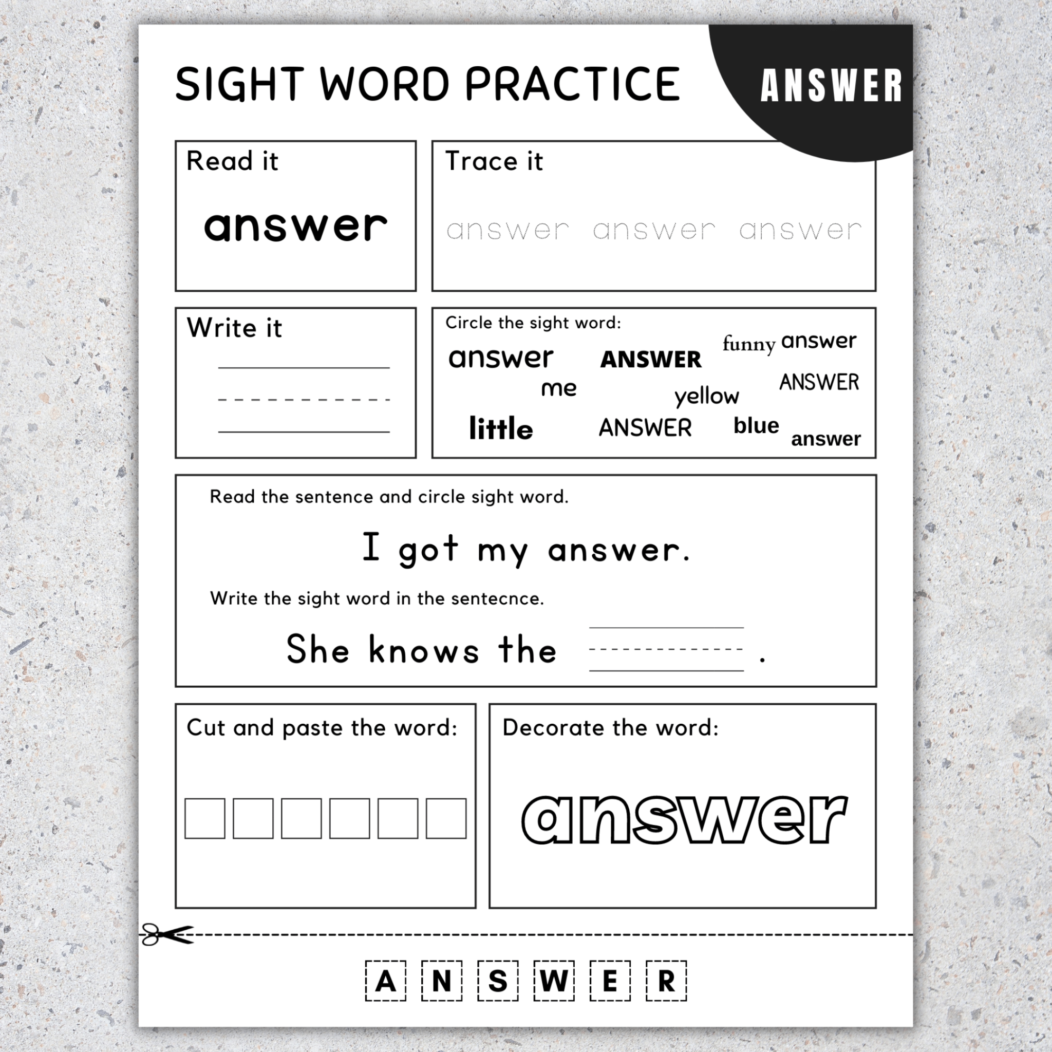 Fry Sight Words Practice Worksheets and Activities, 2nd 100, SET 1 ...
