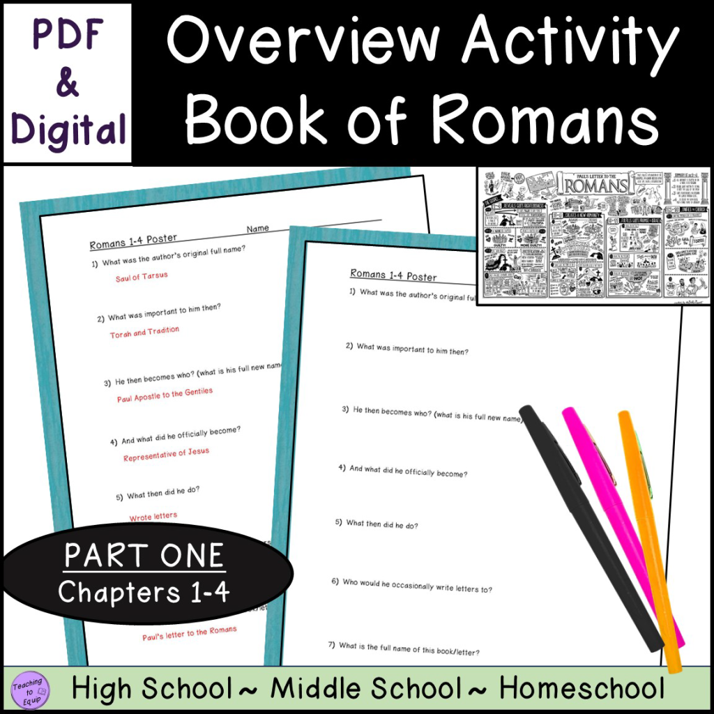 Summary on the Book of Romans (CH 1-4) Bible overview activity | Made ...