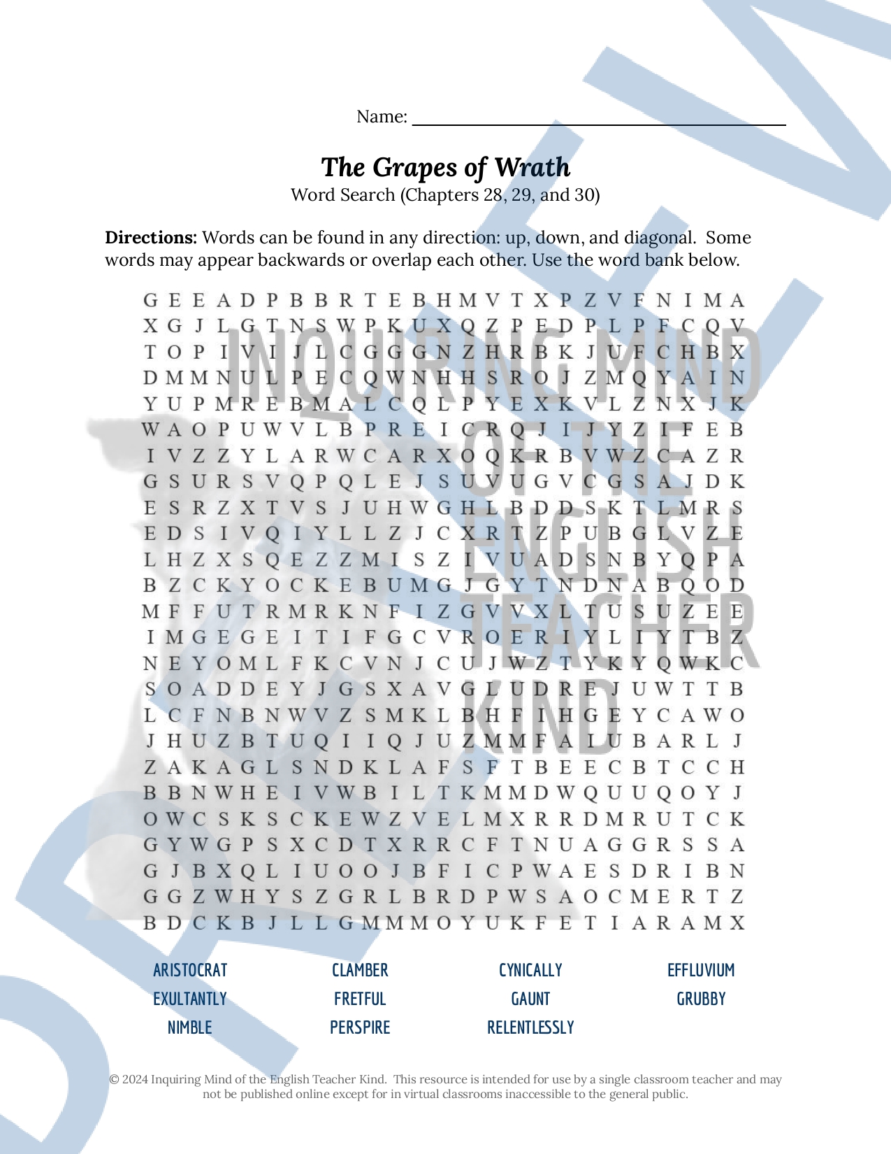 The Grapes of Wrath by John Steinbeck Vocabulary Games Bundle for High ...