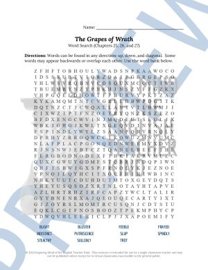 The Grapes of Wrath by John Steinbeck Vocabulary Games Bundle for High ...