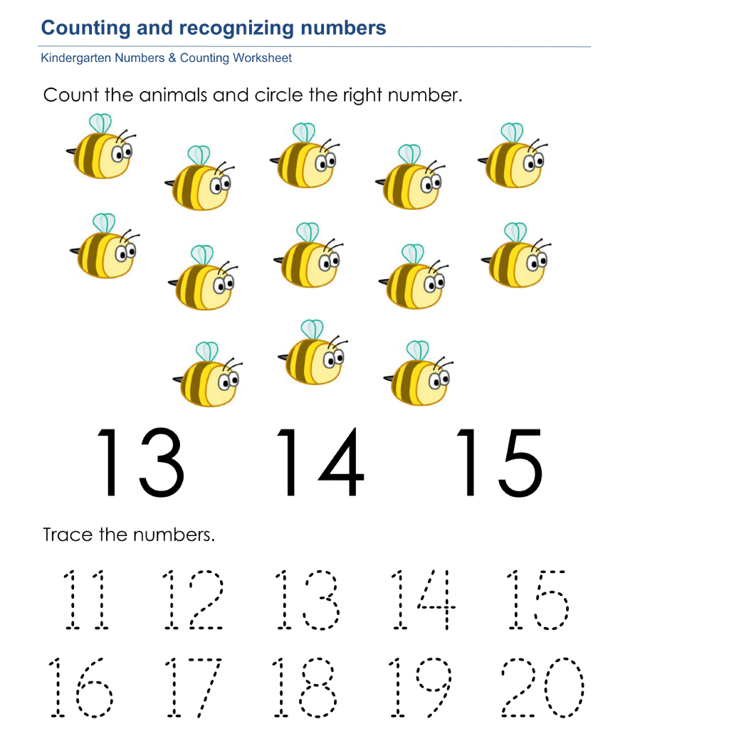 Kindergarten Counting and Number Recognition Worksheets | Made By Teachers