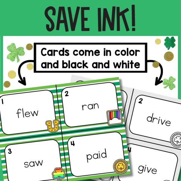 St. Patrick's Day Irregular Past Tense Verbs 3 Write The Room Scoot ...