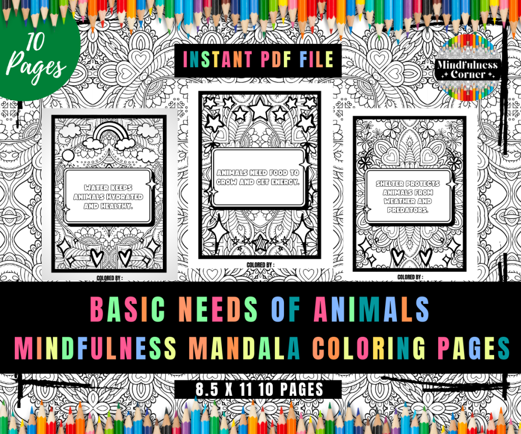 Basic Needs Of Animals Facts Coloring Pages, Relaxing and Mindfulness ...