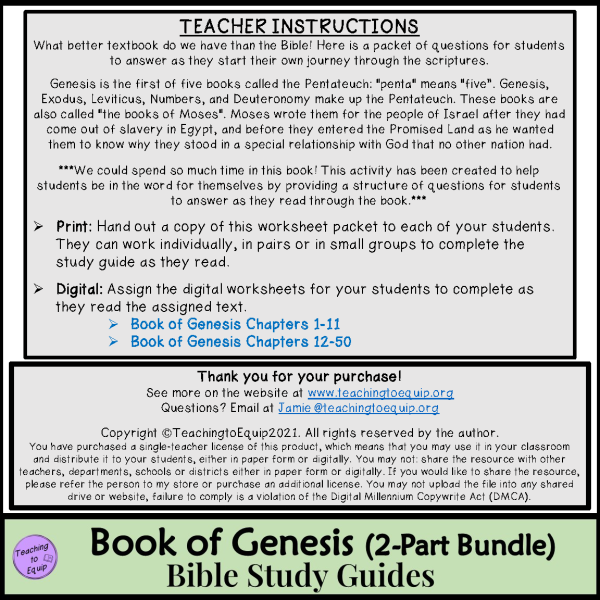 Bible Study Questions for book of Genesis (2-Part) | Made By Teachers