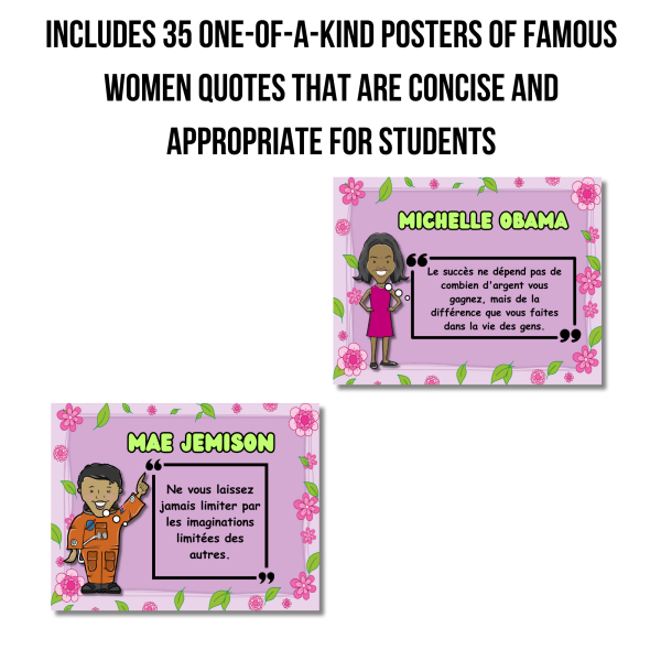 French Women's History Month Quotes Bulletin Board Set -35 ...