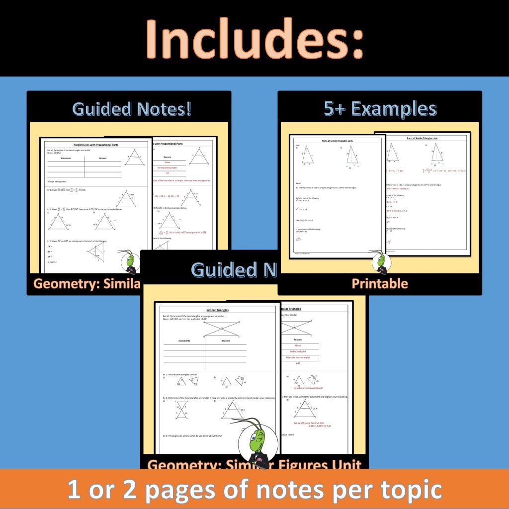 Proportions and Similarity Guided Notes for Geometry Unit 7 | Made By ...