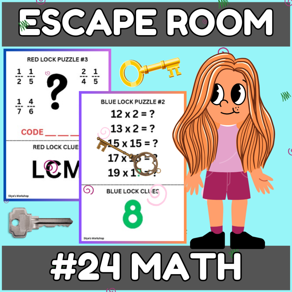 ESCAPE the ROOM #24 Math PEMDAS, LCM, Negative Numbers, Codes, Division ...
