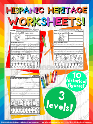 Hispanic Heritage Month Worksheets with English and Spanish Activities ...