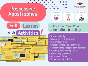 Possessive Apostrophes - Complete Lesson & Activities - (No Printing ...