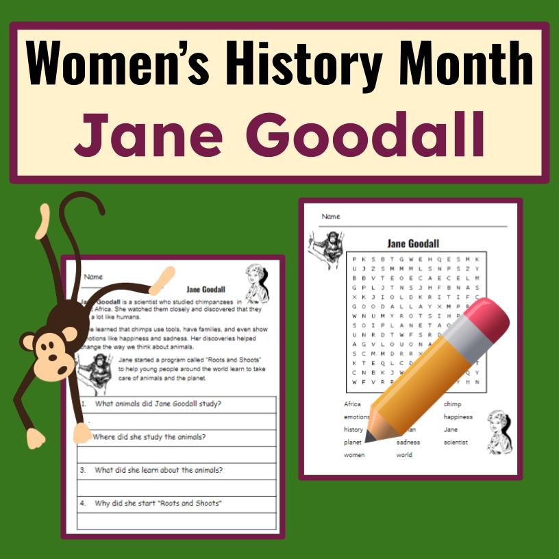 Women's History Month- Jane Goodall - Reading Comprehension | Made By ...