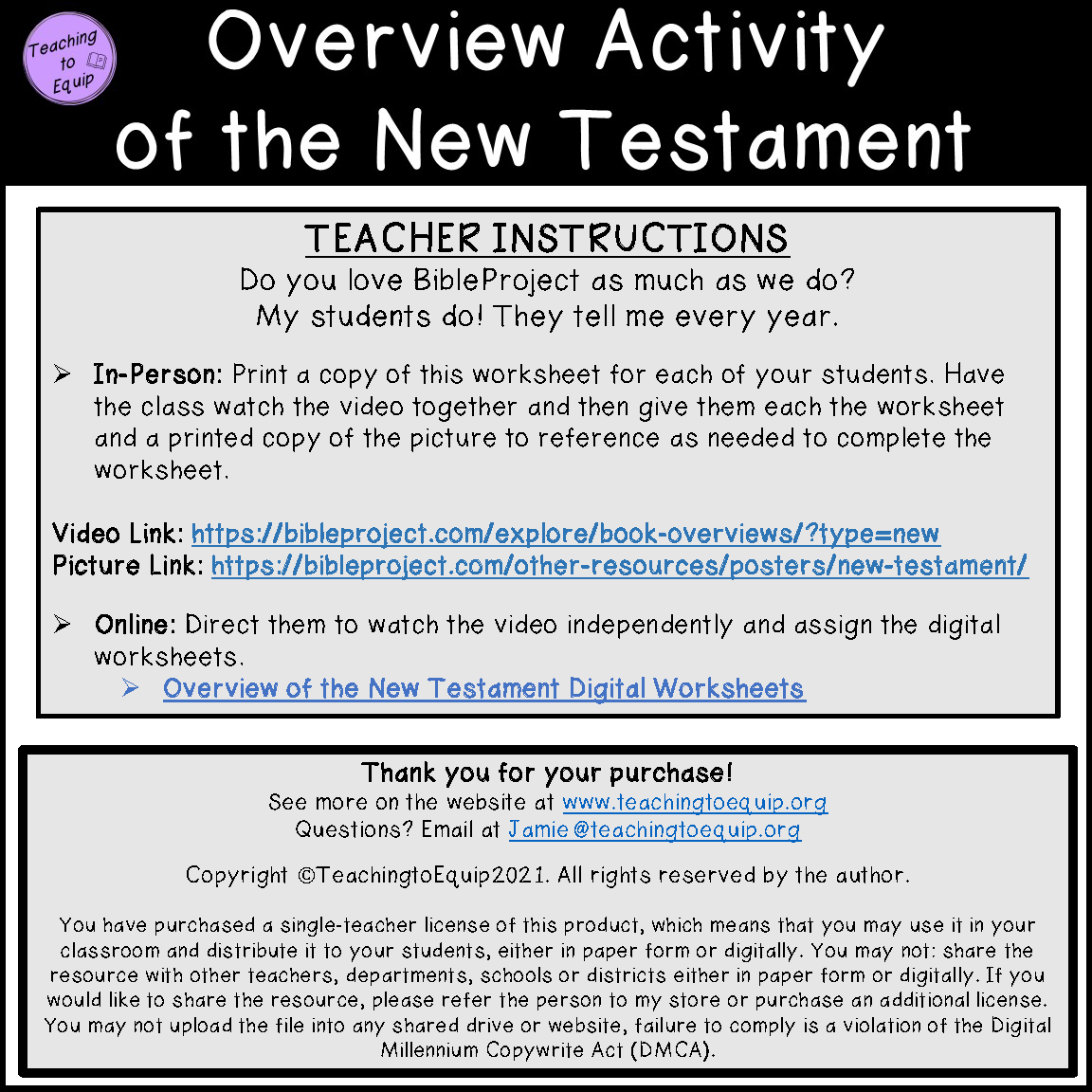 Summary of the New Testament Bible Overview Activity | Made By Teachers