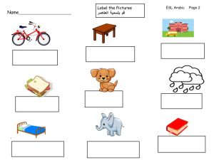 Arabic to English ESL Newcomer Activities: ESL Vocabulary Worksheets ...
