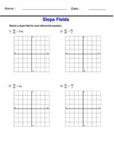 Calculus Worksheets - Drawing Slope Fields of differential equations ...