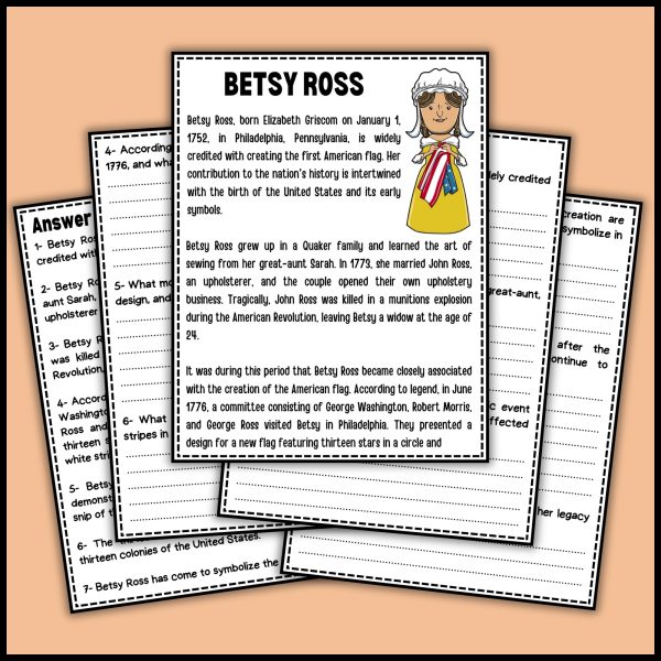 Women's History Month Betsy Ross Reading Comprehension Passage ...