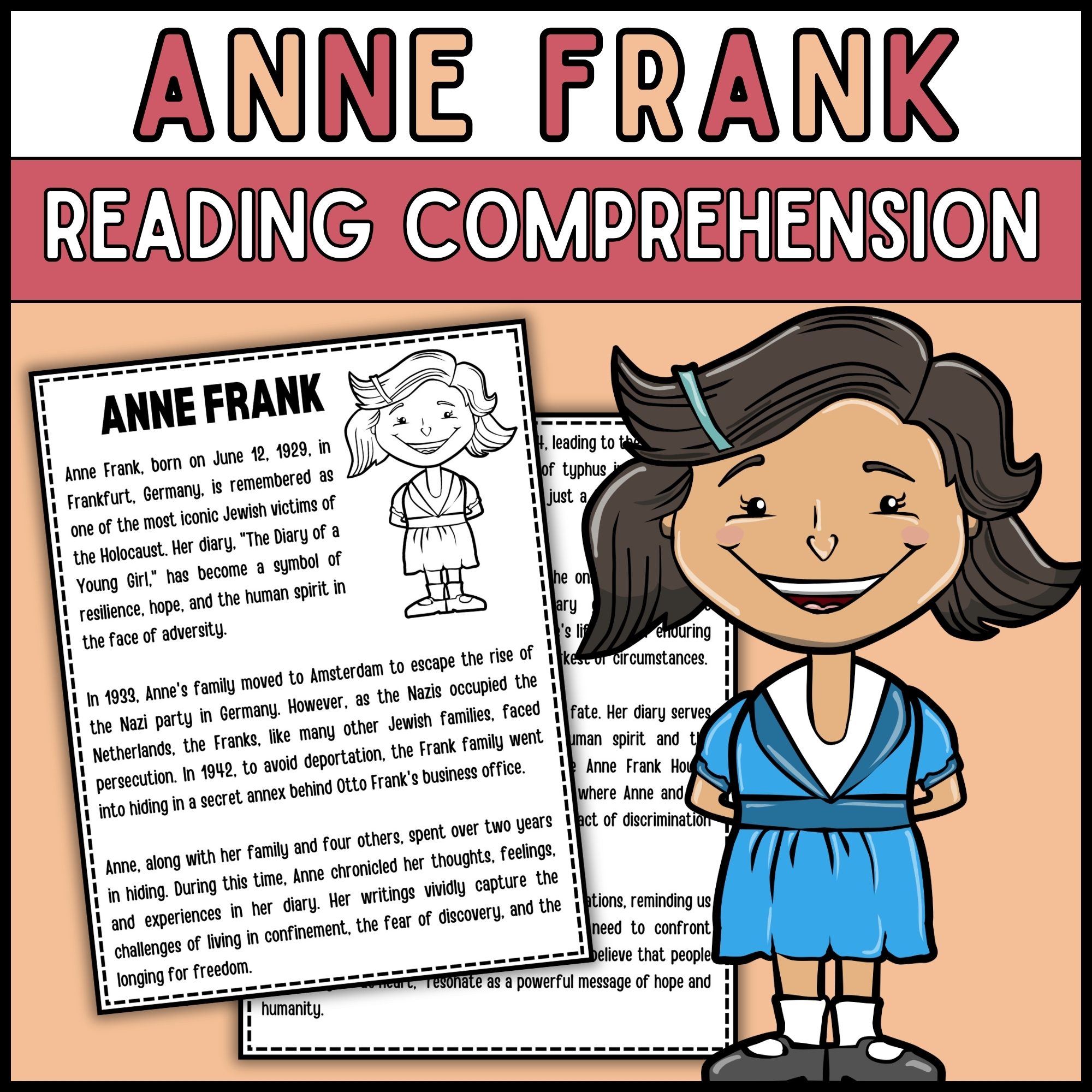 Women's History Month Anne Frank Reading Comprehension Passage ...