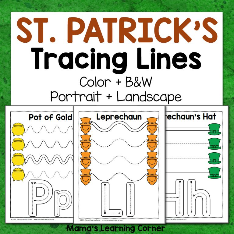 St. Patrick’s Day Line Tracing Practice Vertical and Horizontal Lines ...