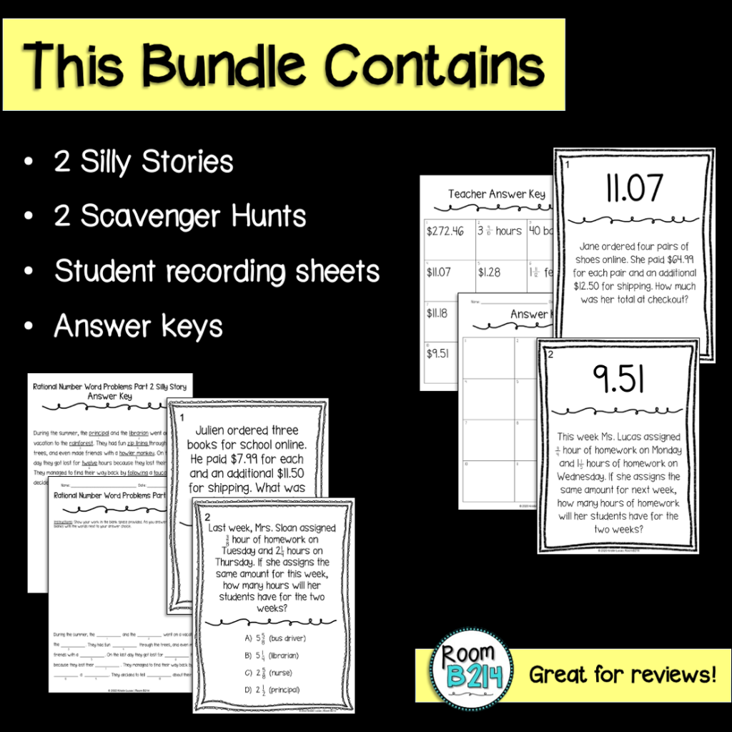 Rational Number Word Problems Activity Bundle TEKS 7.3A, 7.3B | Made By ...