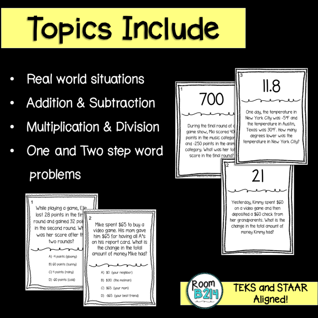 Rational Number Word Problems Activity Bundle TEKS 7.3A, 7.3B | Made By ...