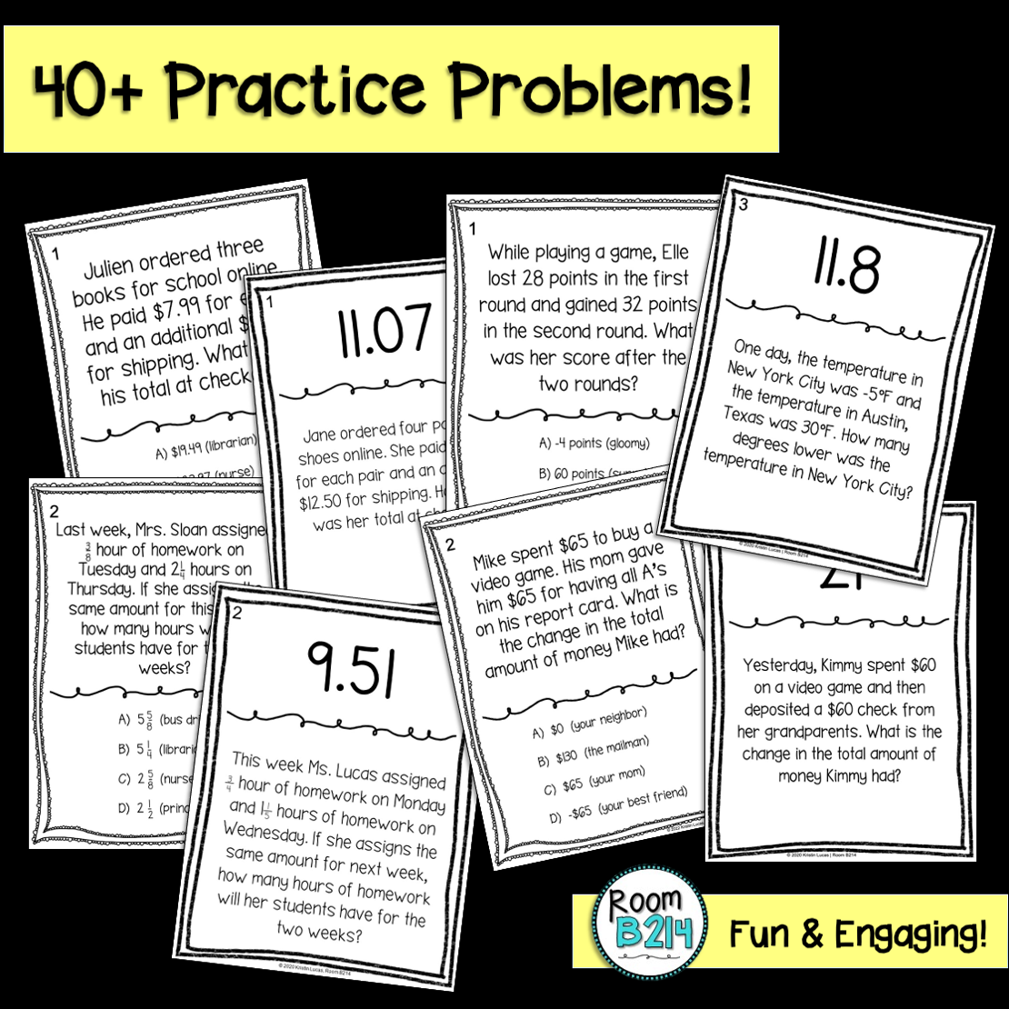 Rational Number Word Problems Activity Bundle TEKS 7.3A, 7.3B | Made By ...