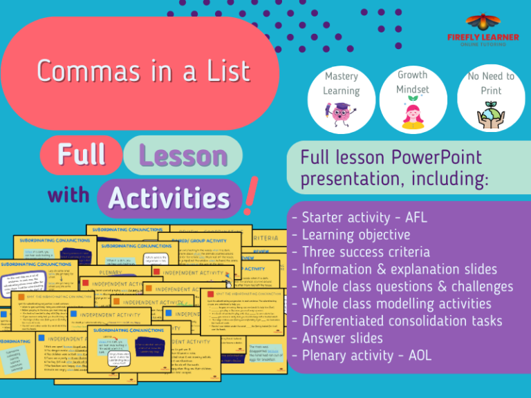 Commas in a list - Complete Grammar Lesson with Activities! - Made By ...