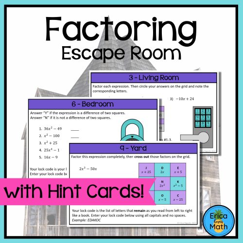 Factoring Review Escape Room Activity (Digital & Printable) - Made By ...