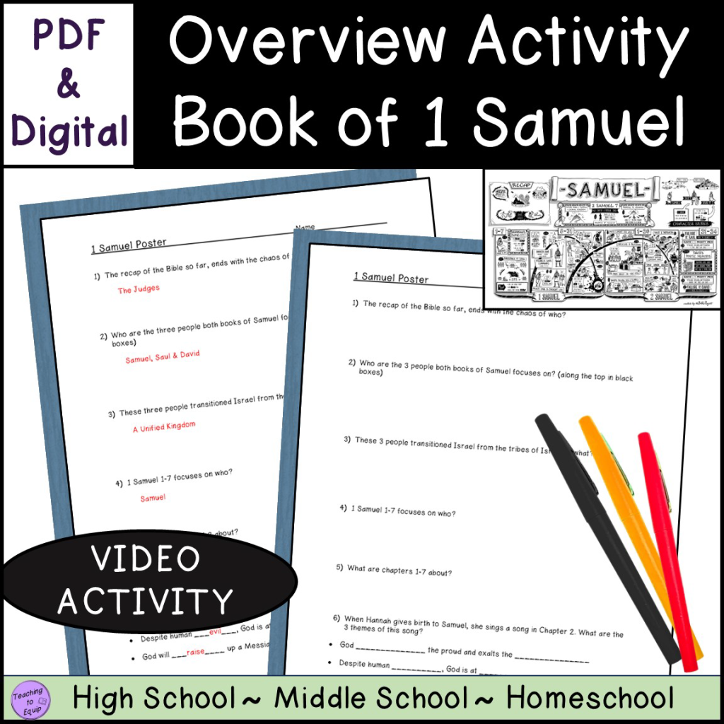 Summary of the Book of 1 Samuel Bible overview activity worksheet ...