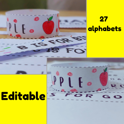 EDITABLE Alphabets A TO Z wristbands for letter recognition for ...