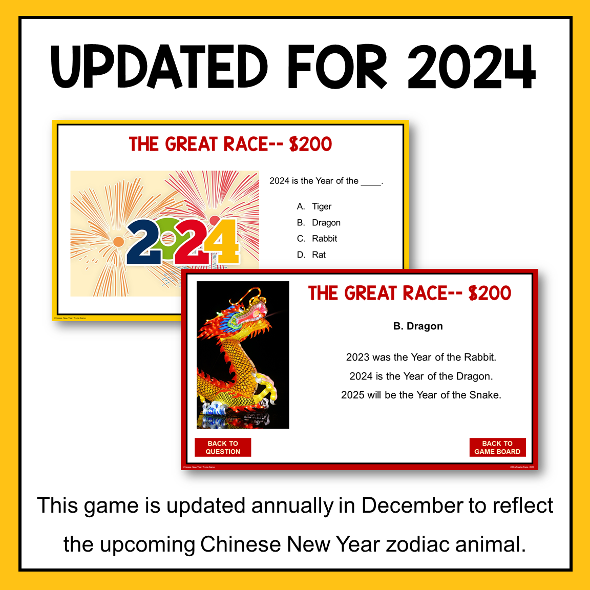 Chinese New Year Trivia Game 2024 - Chinese New Year Activity - Lunar ...