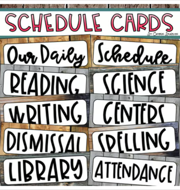 Daily Classroom Schedule Agenda Cards Rustic Farmhouse Shabby Chic ...