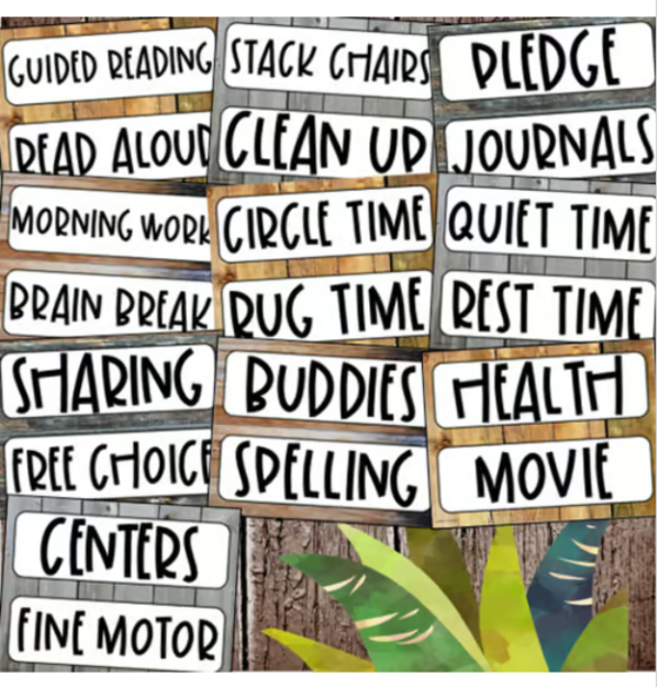Daily Classroom Schedule Agenda Cards Rustic Farmhouse Shabby Chic ...