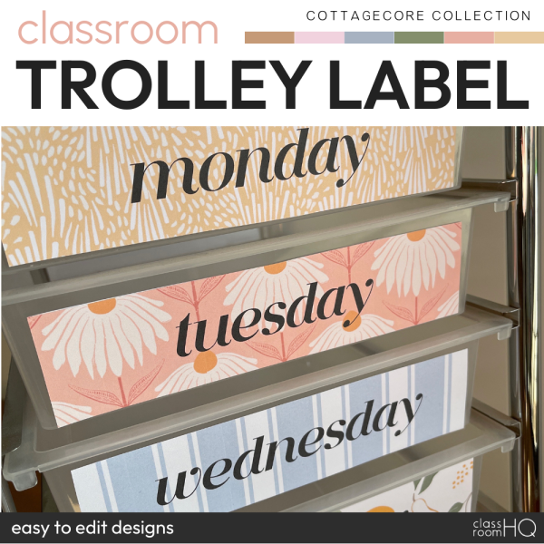 COTTAGECORE 10 Drawer Teacher Rolling Cart Trolley - Made By Teachers