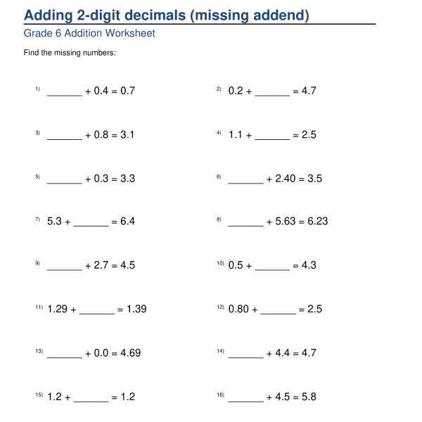 Decimals Addition and Subtraction Worksheets - Made By Teachers