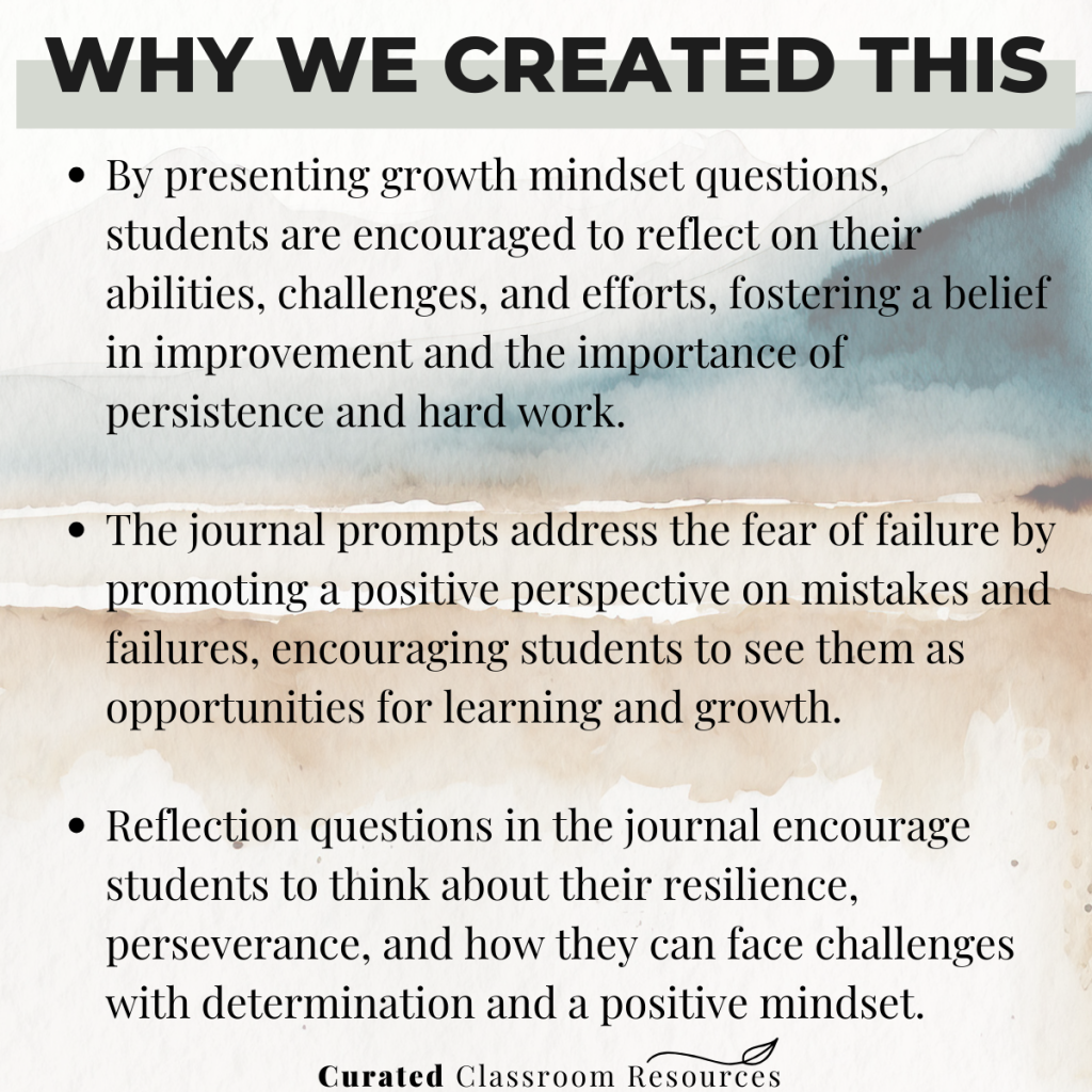 Growth Mindset vs Fixed Mindset — 30 Writing Journal Prompts for Upper ...