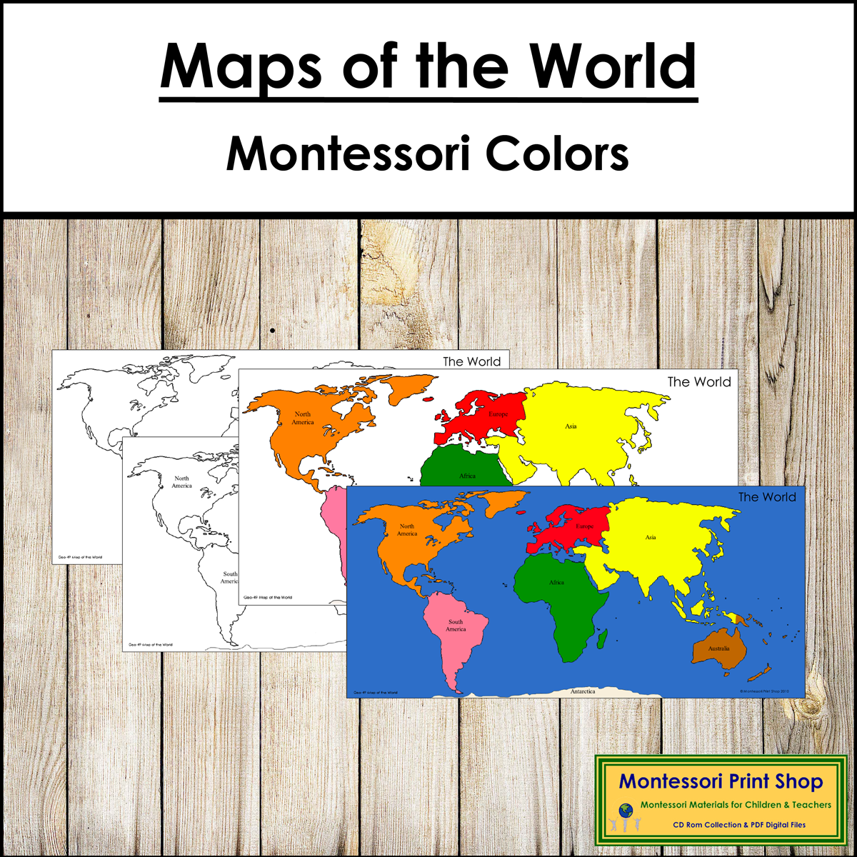 Maps of the World (Color & Blackline Masters) - Montessori color-code ...