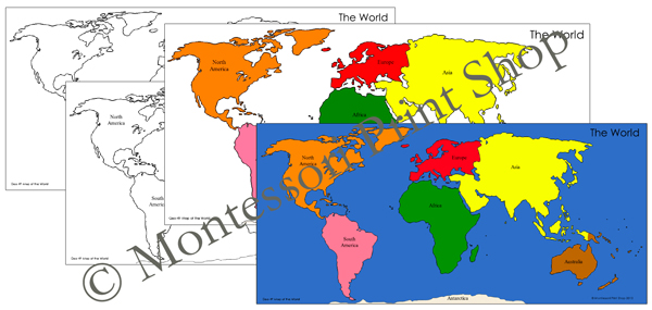 Maps of the World (Color & Blackline Masters) - Montessori color-code ...