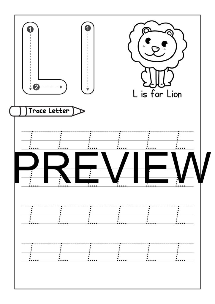Alphabet tracing practice Letter L | Handwriting Worksheet Uppercase ...
