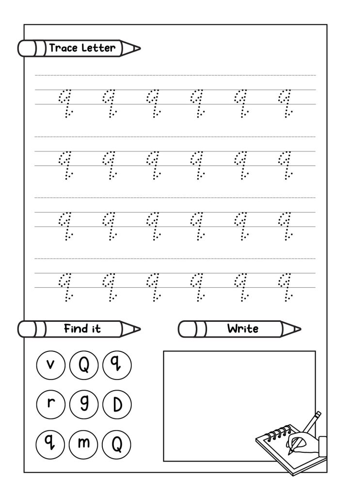 Alphabet tracing practice Letter Q | Handwriting Worksheet Uppercase ...