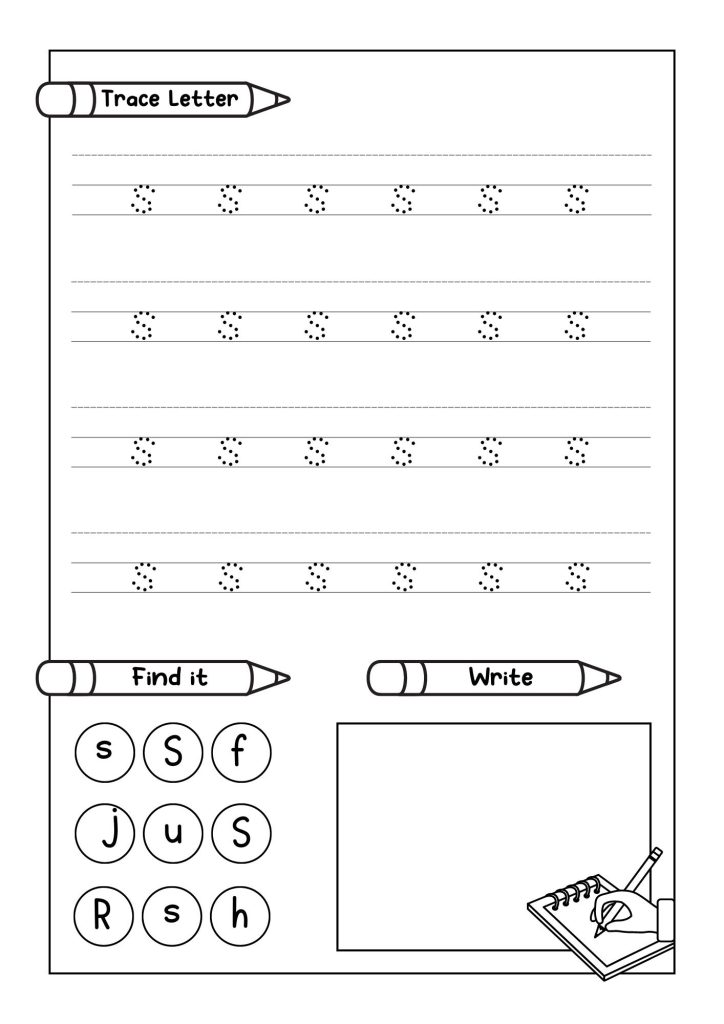 Alphabet tracing practice Letter S | Handwriting Worksheet Uppercase ...