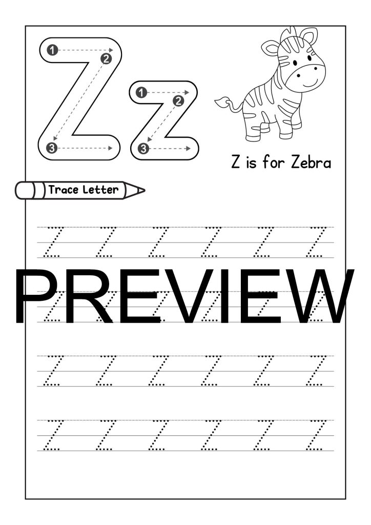 Alphabet Tracing Practice Letter Z | Handwriting Worksheet Uppercase ...
