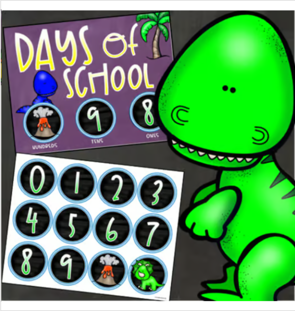 Calendar Set Classroom Decor Back to School Dinosaur Dino Theme | Made ...