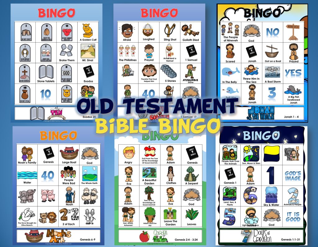 Old Testament Bible Bingo Bundle with Six Games to Review Bible Lessons ...
