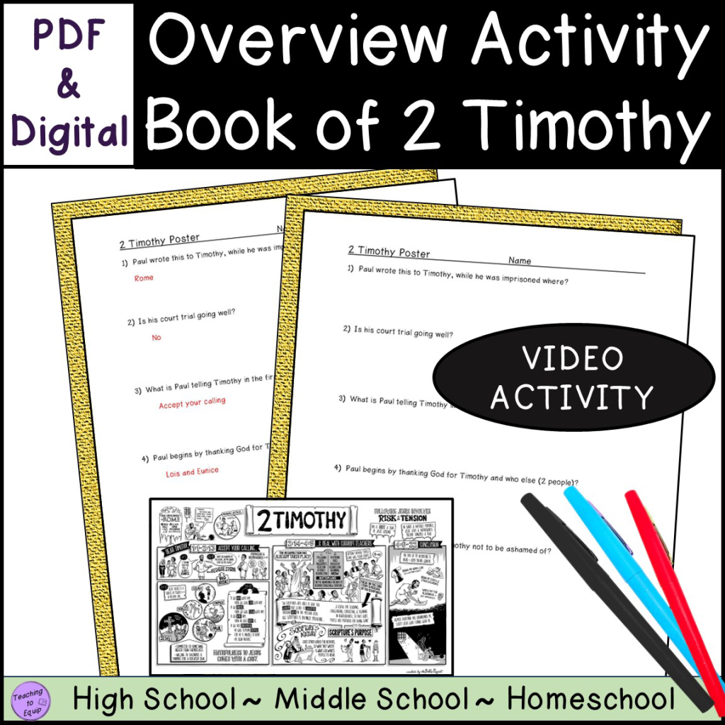 2 Timothy Bible Summary Overview Activity | Made By Teachers